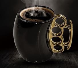 Caliber Gourmet Brass Knuckles Handle Coffee Mug Black and Caliber Gourmet Brass Knuckles Handle Coffee Mug Black and